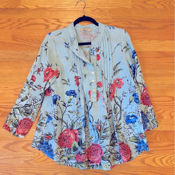 Valentina Naldi | Tops | Valentina Naldi Floral 0 Linen Tunic With 34 ...